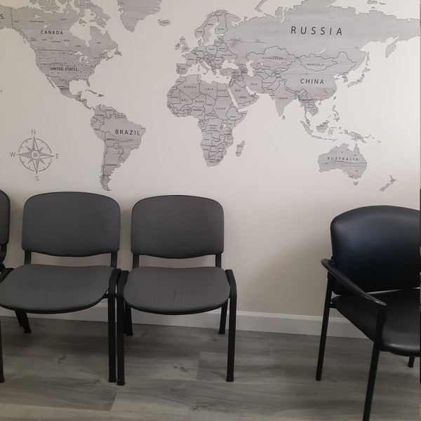 World Map Wall Decal Large Wall Art Print Cut Out Wall Sticker Vinyl ...