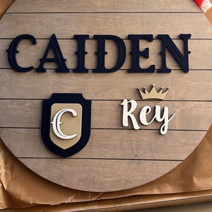 Round Nursery Name Sign Baby Boy Sign Round Wood Name Sign - Etsy