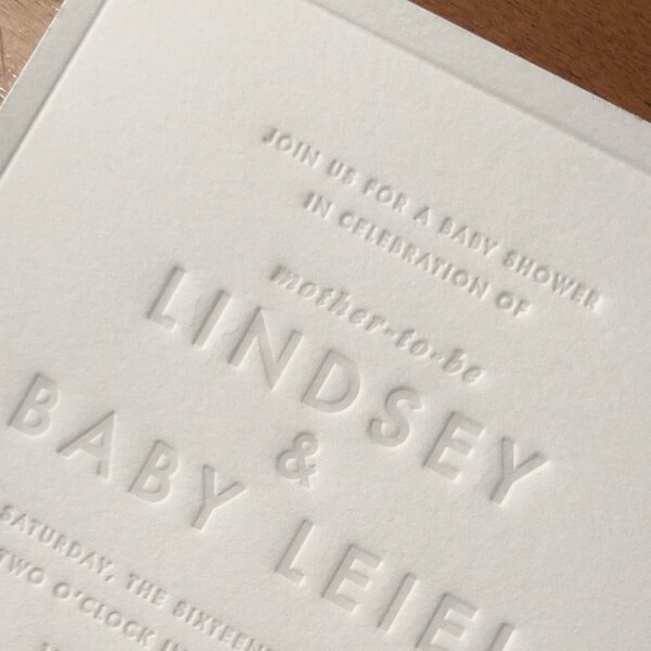 Modern Border Letterpress Shower Invitations - Etsy