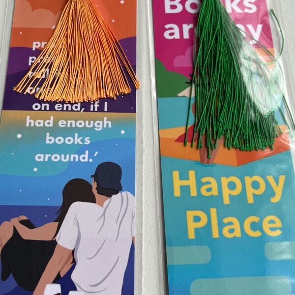 Books Are My Happy Place Bookmark | Book Lover Bookmark | Emily Henry ...
