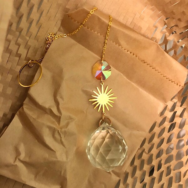 Luxury Silver Sun Catcher Hanging Crystal Prism Sun Window Hanger ...