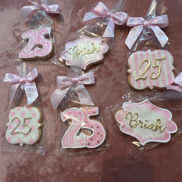 Number Custom Anniversary Cookies Set of 6 Crunchy Shortbread Cookies ...