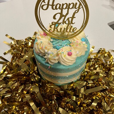 Personalised Birthday Cake Topper Circle Design Cake Topper - Etsy