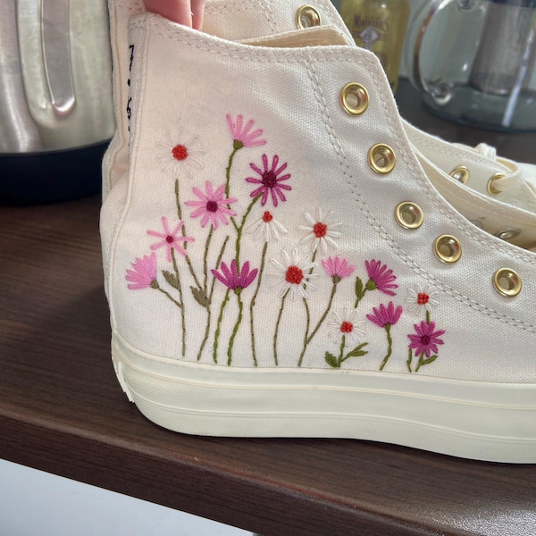 Ghost Garden Embroidered Converse, Custom Converse High Tops, Ghost ...