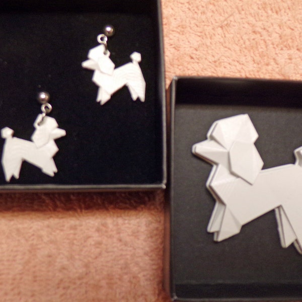 Origami Poodle Brooch: Geometric Caniche Wedding Lapel Pin, Dog Lover ...