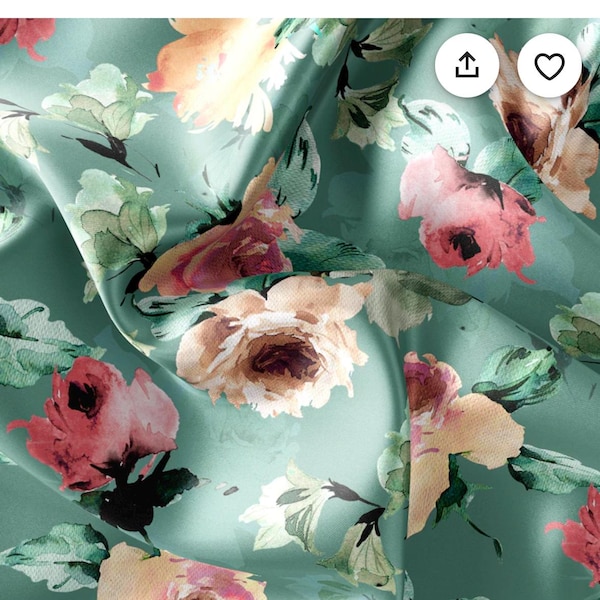 Floral Pattern Printed Fabric // Satin, Chiffon, Crepe Fabric // Design ...