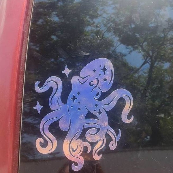 Galactic Octopus Decal Holographic Sticker Waterproof Indoor Outdoor ...