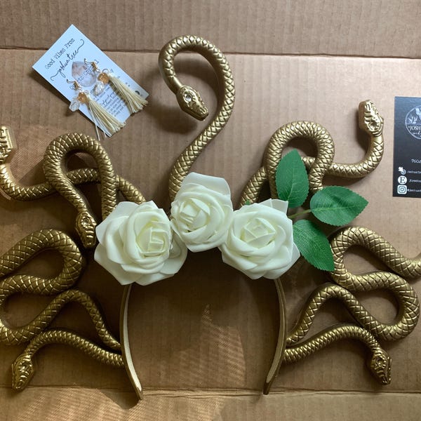 Medusa Light Crown - Snakes and Roses Goddess Crown - Mythology Rave ...