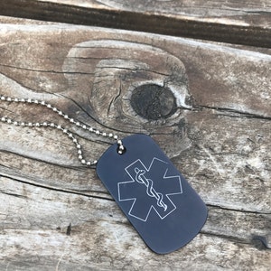 Medical Alert Custom Engraved Medic ID Military Dog Tag Emergency buy 3 ...