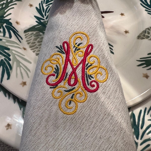 Adorn Monogram Machine Embroidery Font - 5″ 6″ - Formats: Bx Dst Exp ...