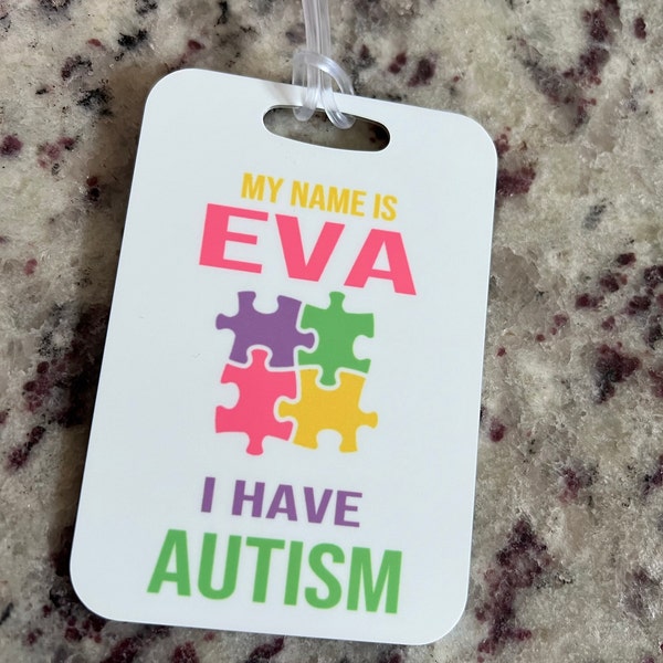 Autism Bag Tag, Autism Alert Tag, Personalized Bag Tag, Autism Hang Tag ...