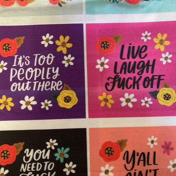 Sweary Fabric Fabric - 4x4 Small Swears New by Cynthiafrenette ...