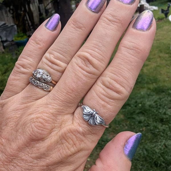 Sterling Silver Moth Ring Celestial Moth Ring Celestial Jewelry Moon ...