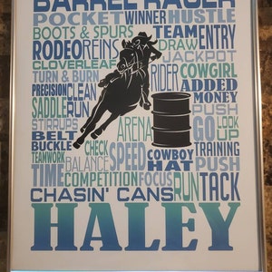 Personalized Barrel Racing Poster Barrel Racer Typography - Etsy