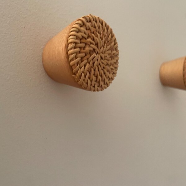 6 Pcs Natural Caramel Rattan Boho Door Knobs for Drawer, Cabinet ...