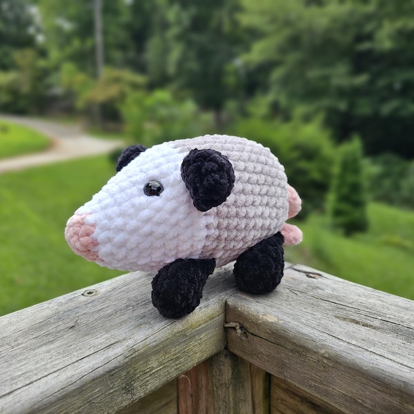 Crochet Possum Pattern NO SEW Opossum Laying Down Sploot Regular Size ...