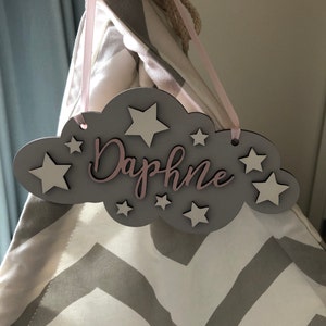 Name Cloud Nursery Cloud Sign Personalised Childrens Bedroom Door Sign ...