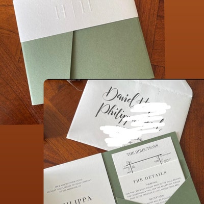 Sage Green DIY Pocketfold Envelopes, 270gsm 5x7 Portrait, With Pocket ...