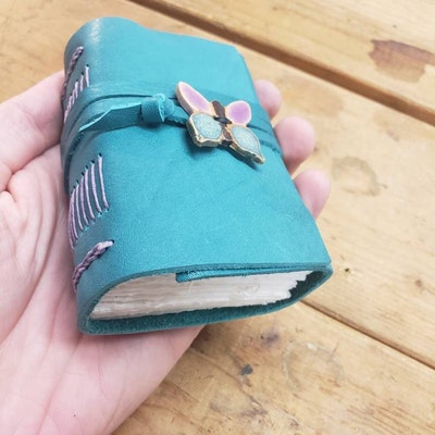 Wee Mini Notebook Handmade Black Leather Stocking - Etsy