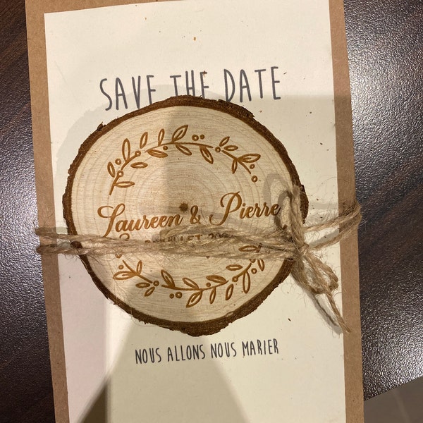 Personalized Wooden Save the Date• Engraved Save the Date Wood Slice ...