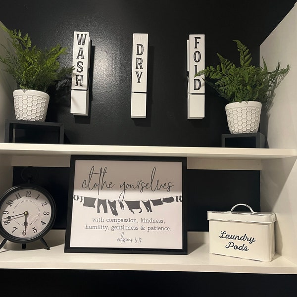 Laundry Wall Decor Art | Clothe Yourselves With Compassion Bible Verse ...