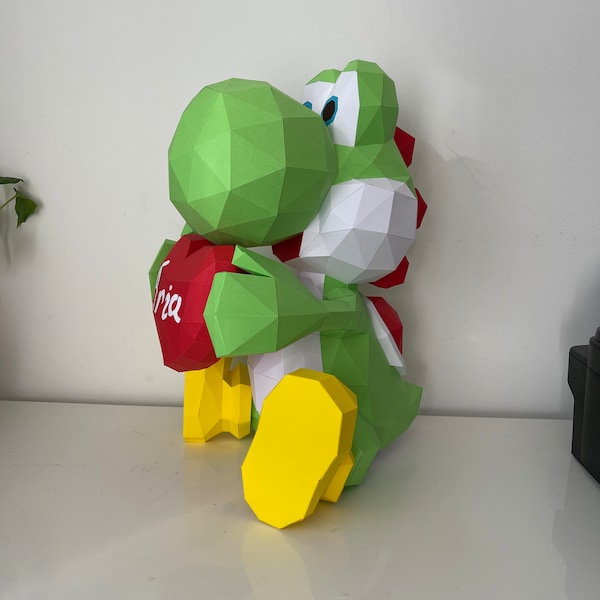 Yoshi Te Amo, DIY, Papercraft, PDF, Svg, Dxf, Low Poly, 3D Model, Craft ...