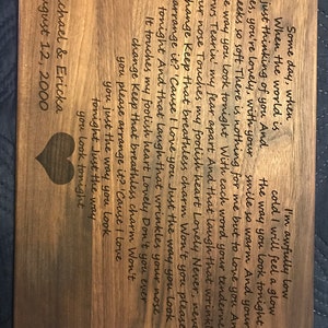 Engraved Wedding Song, First Dance Lyrics, Your Wedding Lyrics Engraved ...