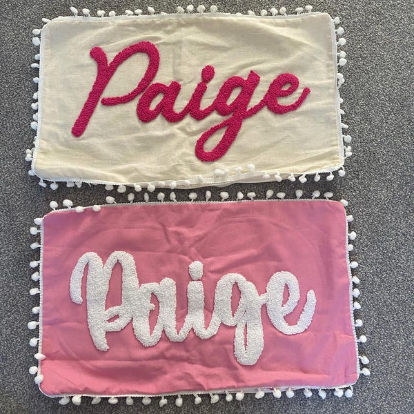Personalized Name Punch Needle Pillow, Baby Shower Gift, Toddler ...
