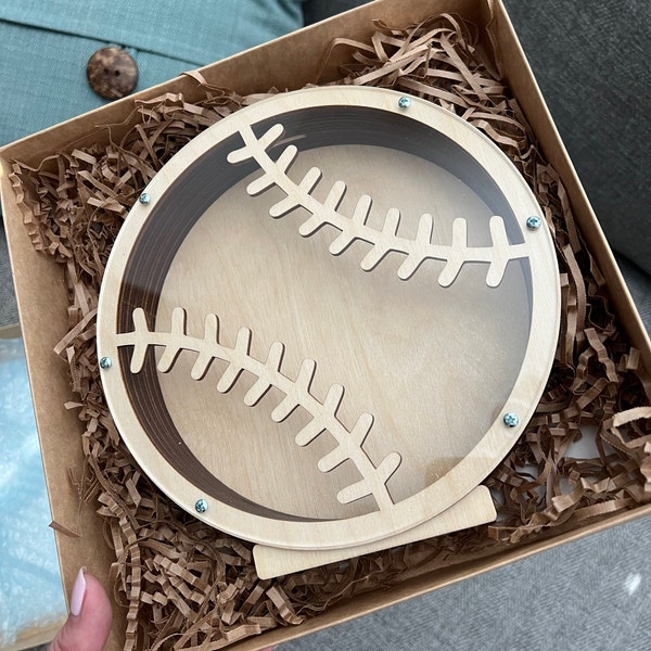 Baseball Piggy Bank Personalized - Custom Wooden Money Box, Sports Gift ...