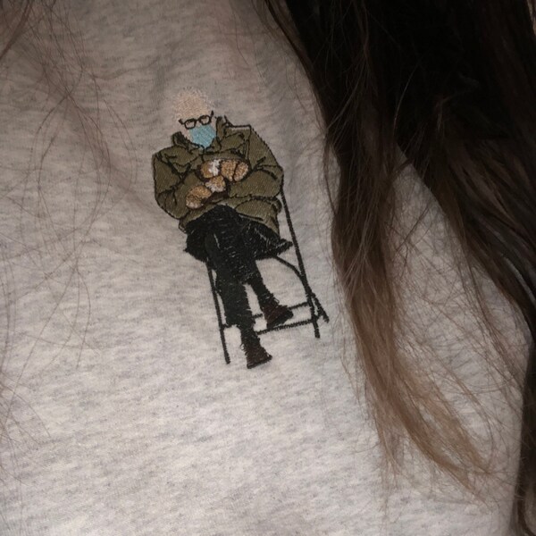 Embroidered Bernie Sanders Inauguration 2021 Sweatshirt | Grey Bernie ...