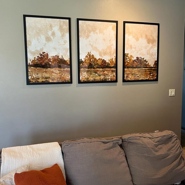 Fall Wall Art Landscape Set of 3 Prints, Autumn Printable Art, Rustic ...