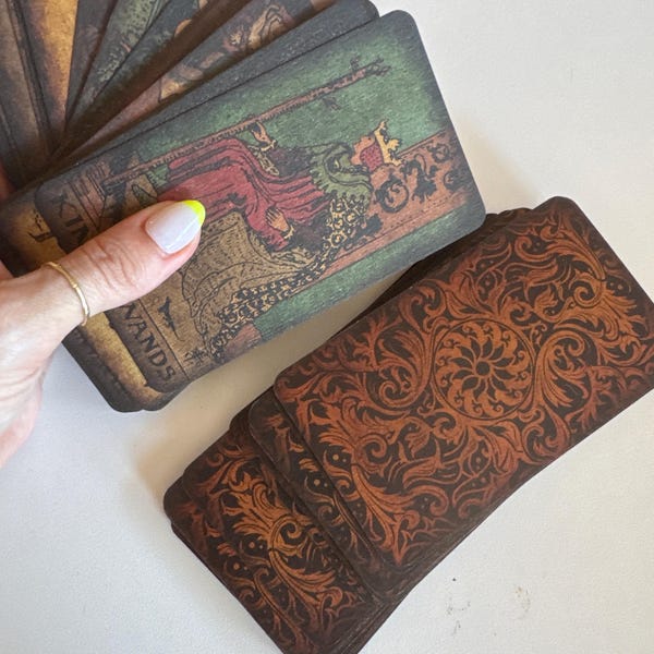 Green Tarot Deck Cards Foil Gold Rainbow, 78 Tarot Cards With Guidebook ...