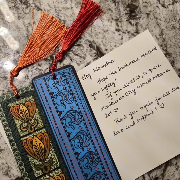 Handmade Bookmarks Artistic Bookmarks Indian Art Bookmarks Madhubani ...