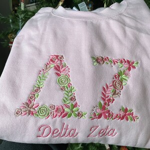Flower Embroidered Greek Letter Sweatshirt. Sorority Custom Floral ...
