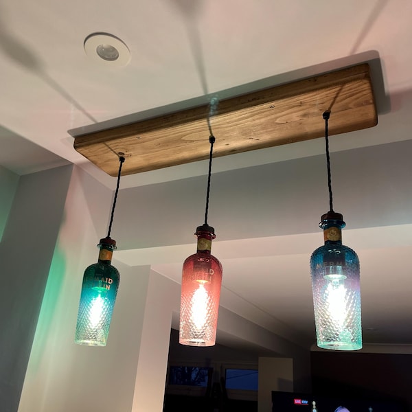 Rustic 3/5 Pendant Wooden Plank Light - Etsy UK