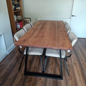 Dining Table Bench Trapezium Steel Metal Geometric Legs Dine Table ...