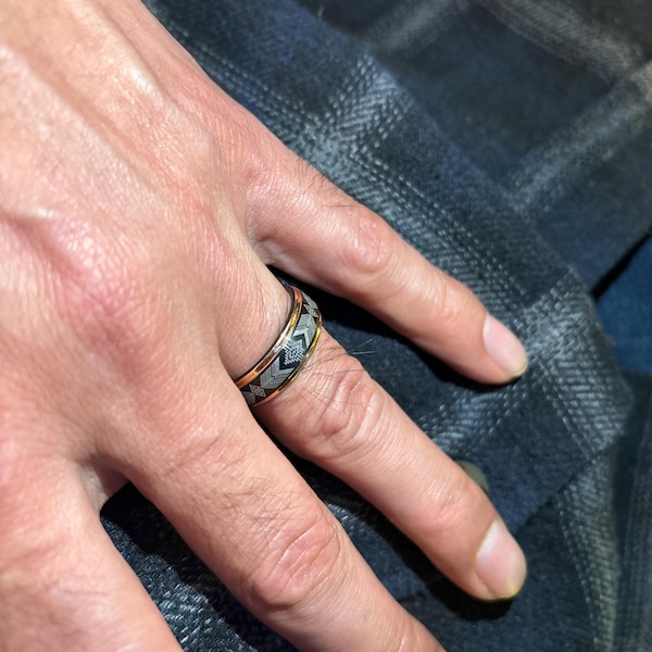 Engraved Tungsten Ring, Native American Ring, Southwestern Ring, Men's ...