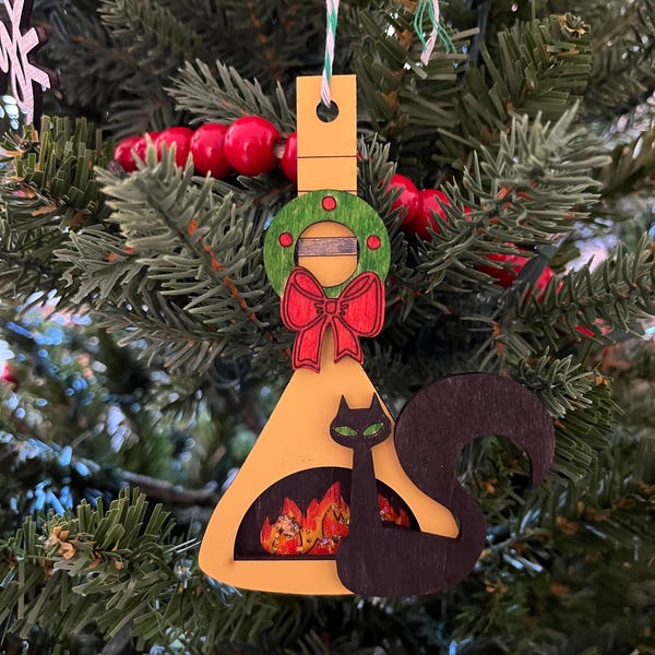 Tiki Christmas Tree Ornament Set Mele Kalikimaka Mini Hawaiian Record ...