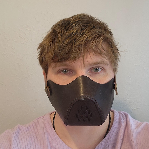 Simple Leather Face Mask Adjustable Larp Sca Diesel Punk Cosplay Anime ...