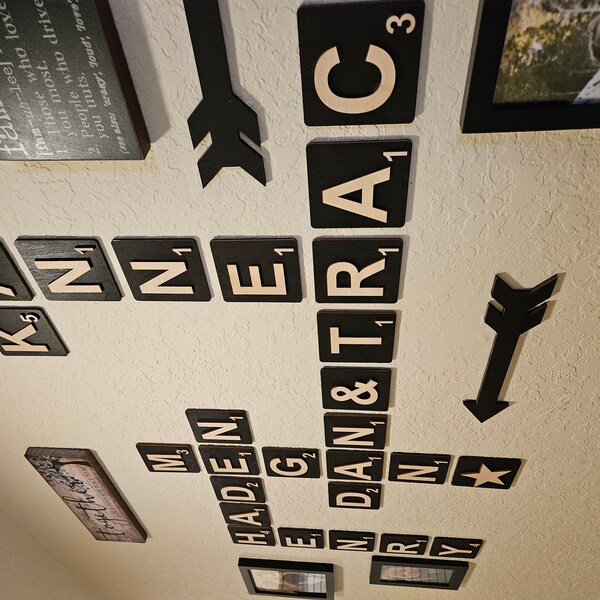 4x4 Wooden Scrabble Tiles Wall Art, Family Scramble Letters Sign, Wood ...