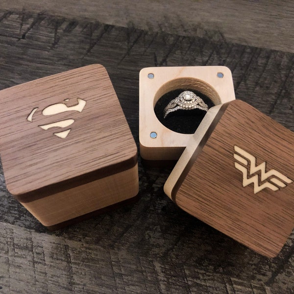 Handmade Walnut Wood Engagement Ring Case for Proposals. Round Rustic ...