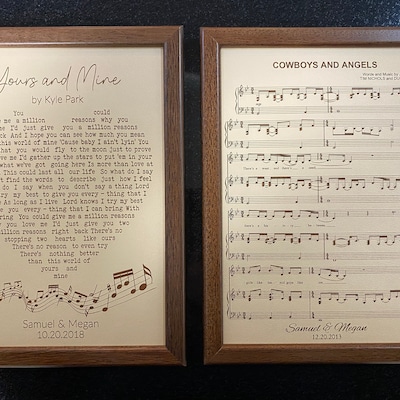 Leather Engraved Music Sheet, Personalized Framed Music Notes, 3rd ...