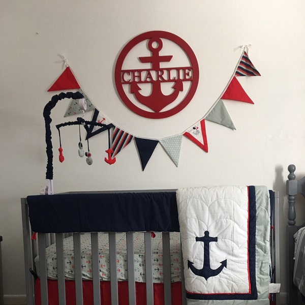 Anchor Name Sign, Anchor With Name, Large Wooden Anchor Monogram ...