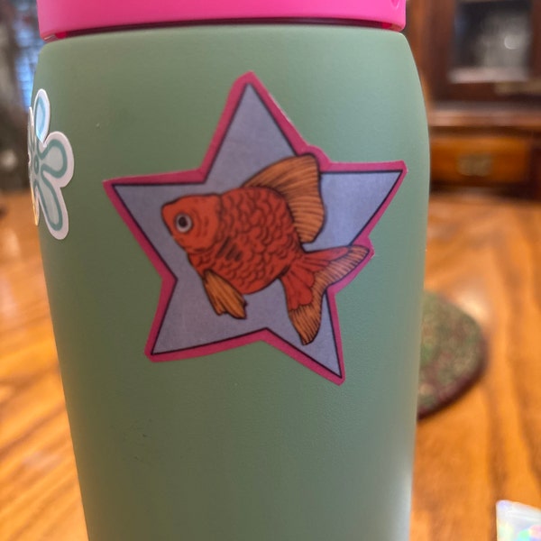Goldfish Star Sticker | Glossy and Waterproof - Etsy