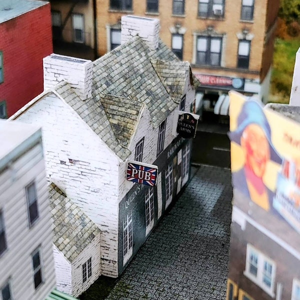 Paper Model British Pub Cardstock Kit - Paper Craft for Model Trains or ...