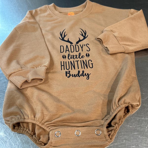 Daddy's Little Hunting Buddy Baby Romper Sweater, Hunting Boy Baby ...