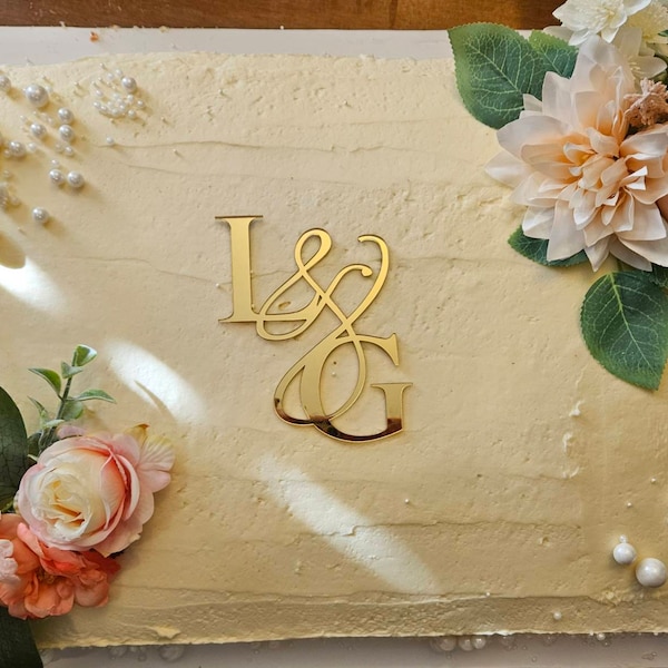 Wedding Initials Cake Charm Topper | Bold Letter Cake Topper | Wedding ...