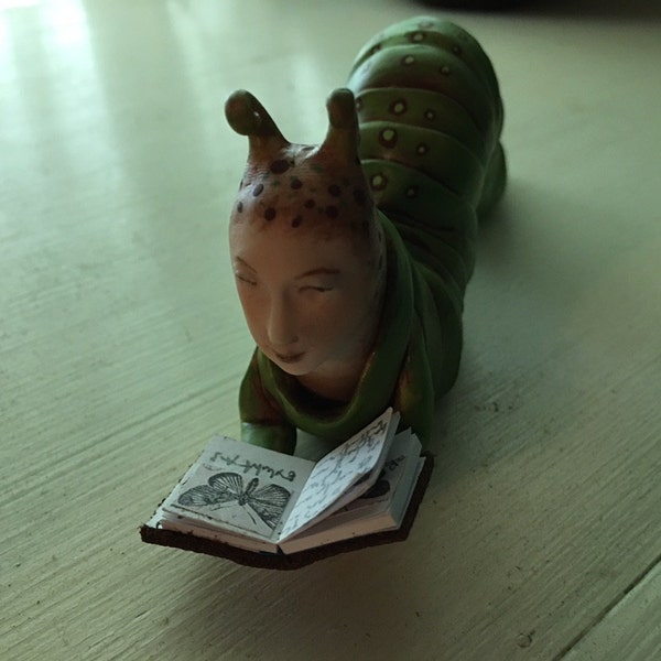 Book Worm Figurine/bookworm Sculpture - Etsy