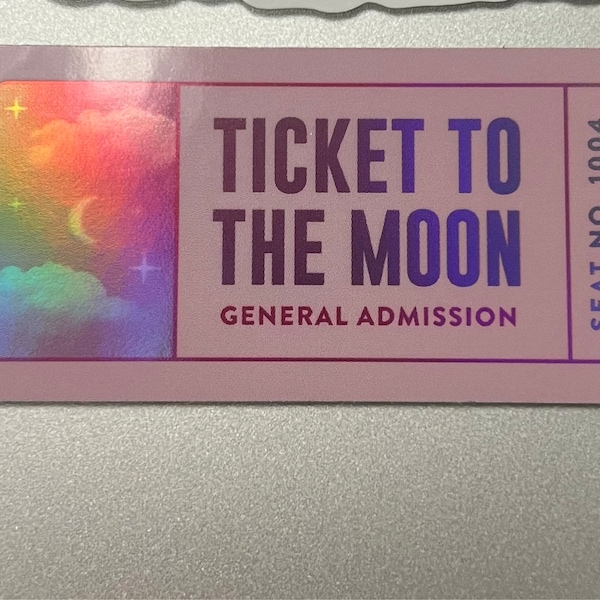Holographic Ticket to the Moon Vinyl Sticker Cute Kawaii Stationery ...