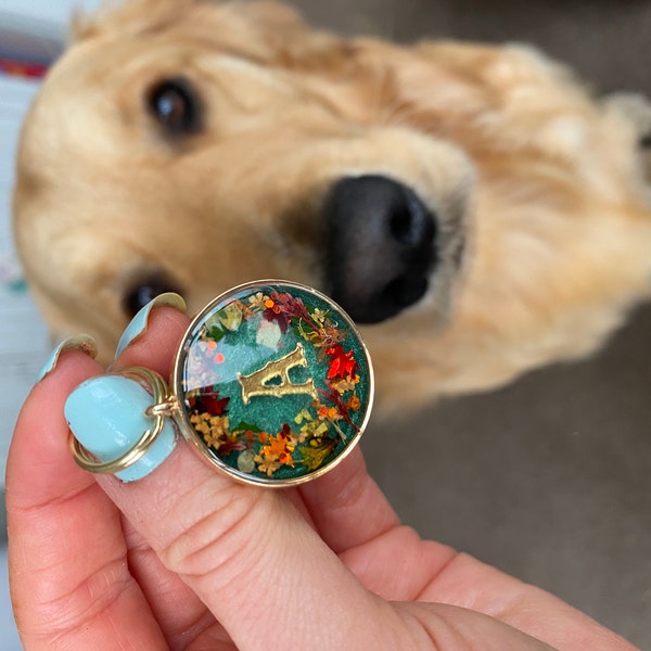 Autumn Glamour Floral Pet ID Tag Personalised Autumn Dog Tag pressed ...